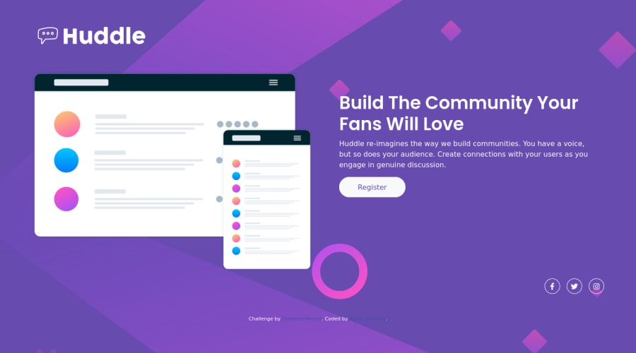 Frontend Mentor Responsive Huddle Page Using Bootstrap Coding Challenge Solution