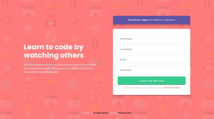 Frontend Mentor Intro Component With Signup Form Reactjs And Tailwind Css Coding Challenge