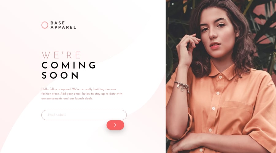 Frontend Mentor Base Apparel Coming Soon Page Using Css Grid And Javascript Coding Challenge