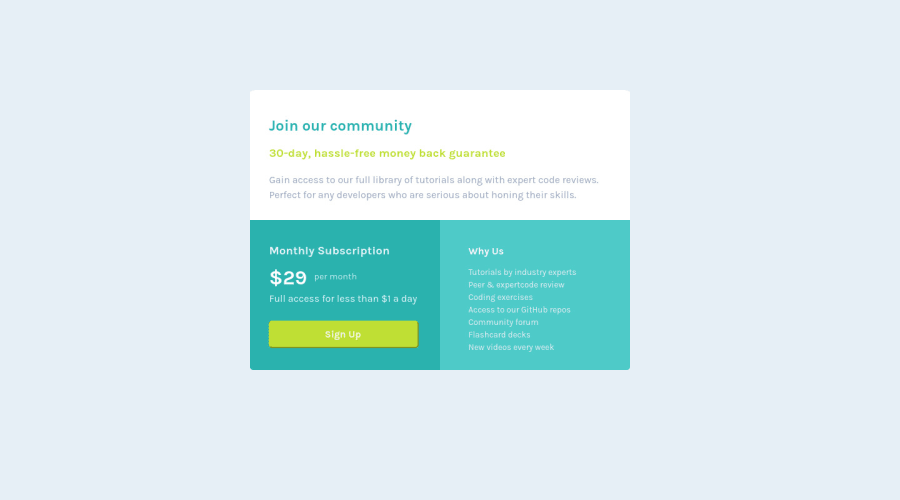 Frontend Mentor Simple Price Grid Component Using Html And Css Coding Challenge Solution