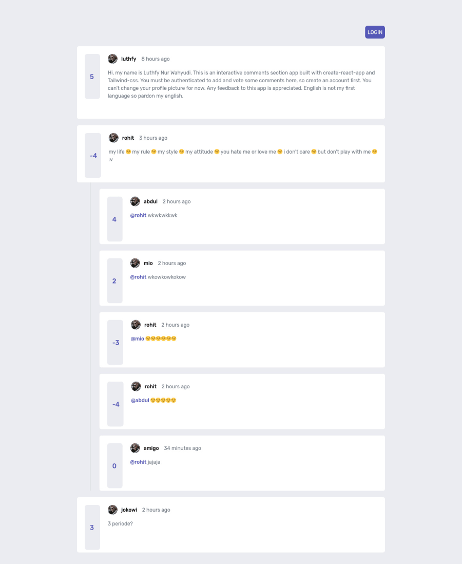 Frontend Mentor Full Stack Interactive Comments Section App With