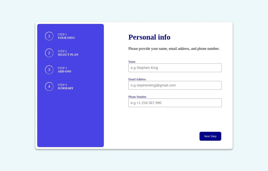 Frontend Mentor Multi Page Form Using Html Css And Javascript Coding Challenge Solution
