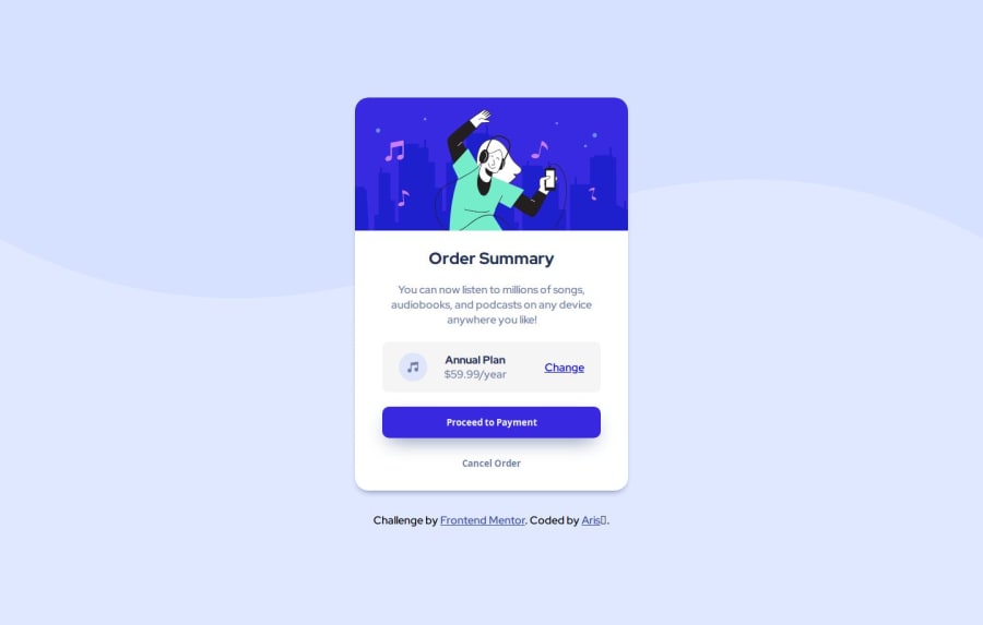 Frontend Mentor Order Summary Component Coding Challenge Solution