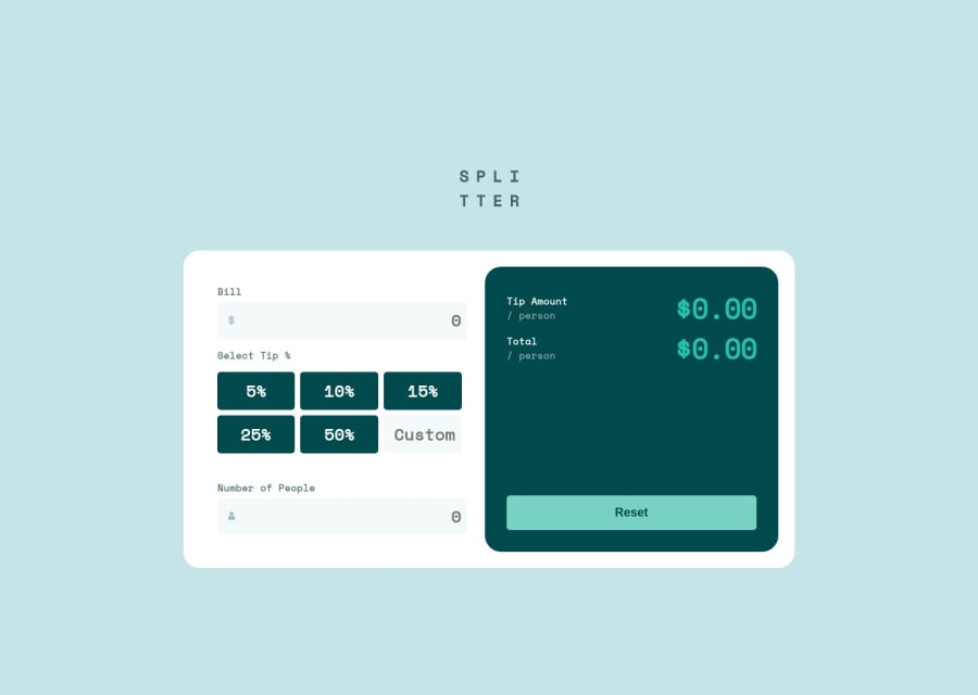 Frontend Mentor Mobile Responsive Tip Calculator Using React And Flexbox Coding Challenge Solution