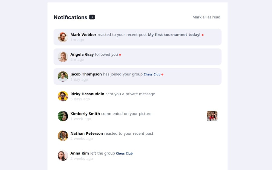 Frontend Mentor Built Notification Page Using Html Css And Js Coding Challenge Solution