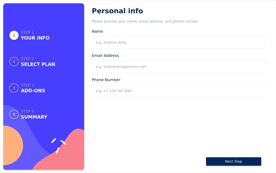 Frontend Mentor Responsive Multi Step Form Using React And Tailwind