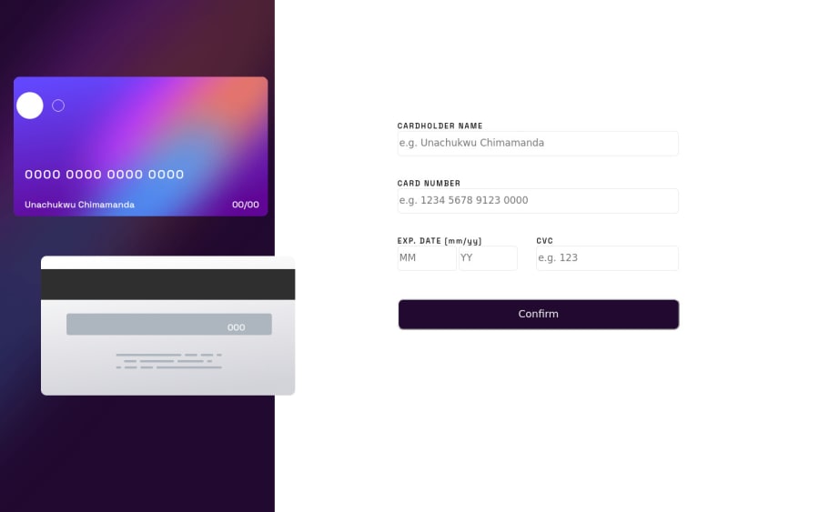 Frontend Mentor Interactive Card Details Coding Challenge Solution