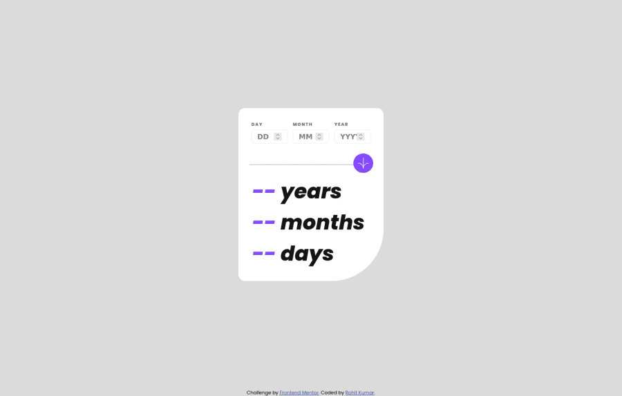 Frontend Mentor | Age calculator app coding challenge solution Frontend Mentor | Age calculator app coding challenge solution