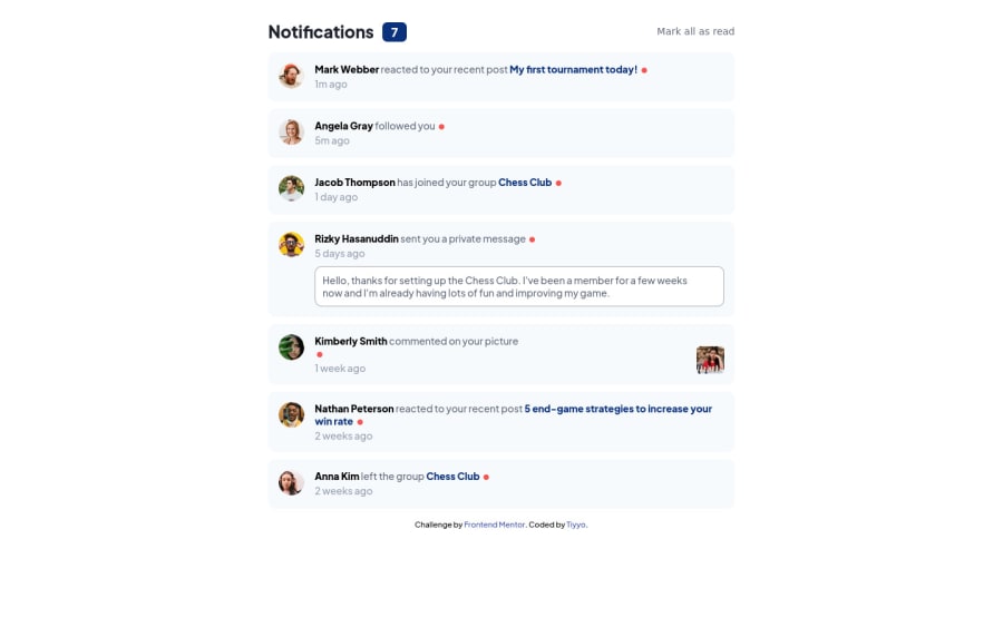 Frontend Mentor Notification Main Page Coding Challenge Solution