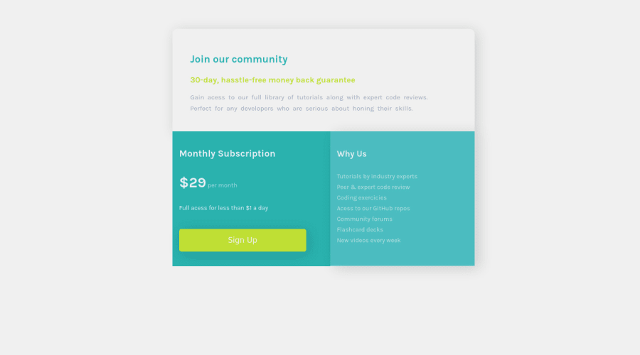 Frontend Mentor Single Price Grid Component Challenge Hub Built With Html5 And Css3 Coding