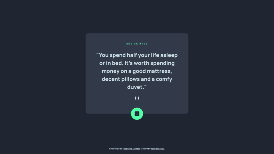 Frontend Mentor Advice Generator App With Html Css Flexbox Grid Js Api Coding Challenge