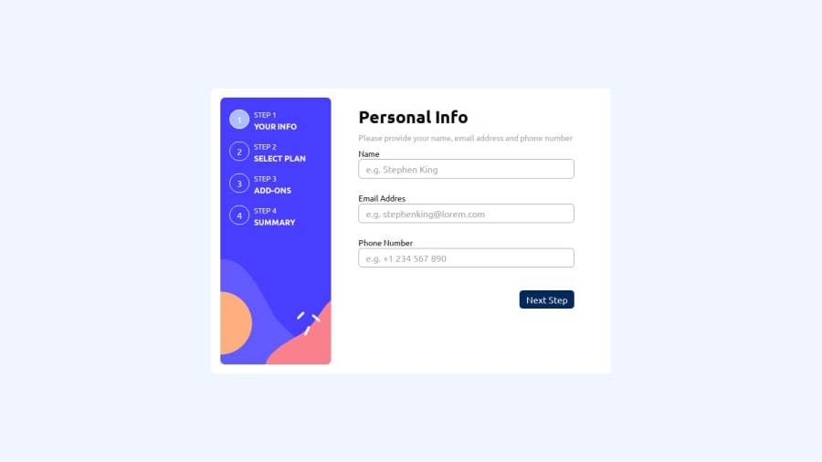 Frontend Mentor Multi Step Form Coding Challenge Solution