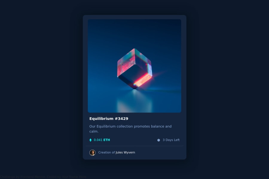 Frontend Mentor Responsive Landing Page For Nft Card Using Bootstrap Css Html Coding Challenge 5283
