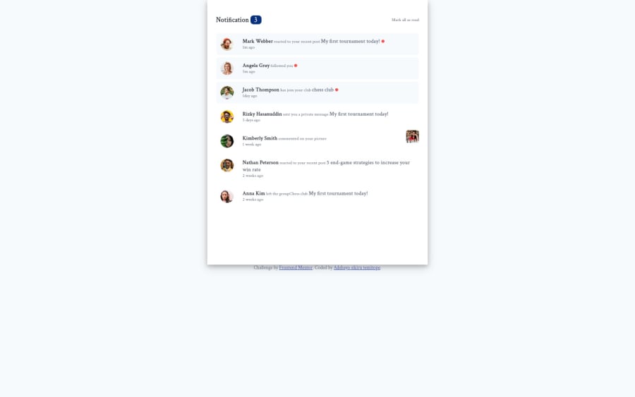 Frontend Mentor Notification Page Using Html Css Js Coding