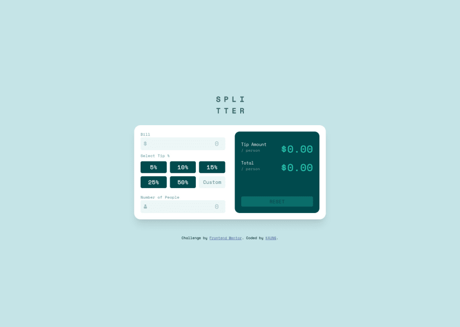 Frontend Mentor Tip Calculator Using Javascript Css Grid And Flexbox Coding Challenge Solution