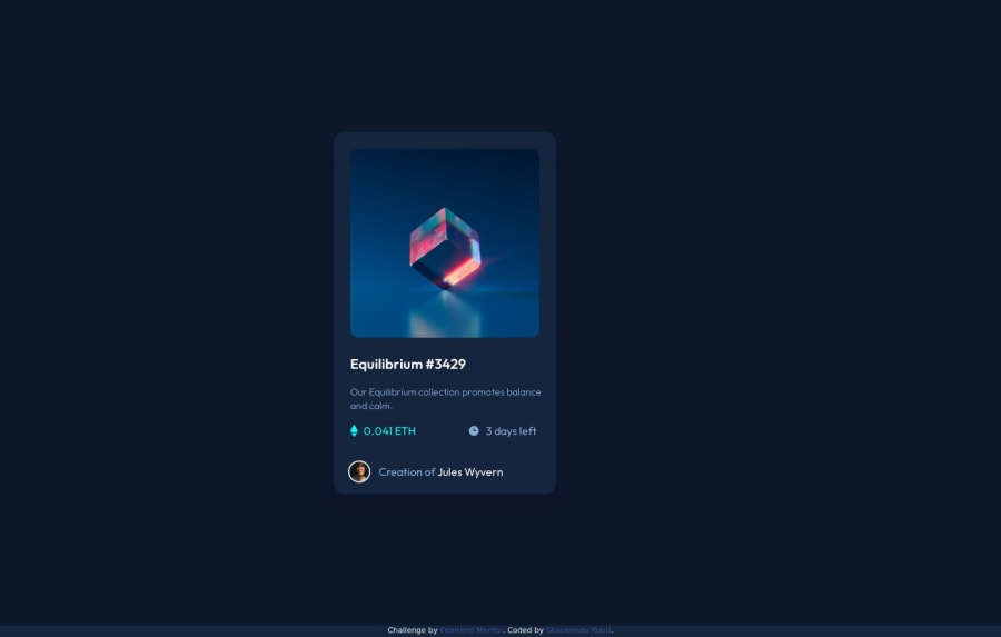 Frontend Mentor Nft Preview Card Using Tailwind Coding Challenge Solution