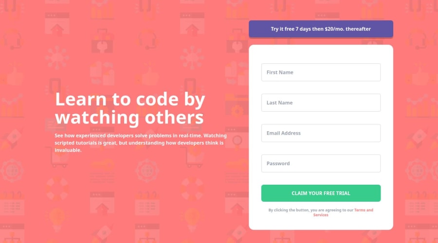 Frontend Mentor Responsive Signup Form With Input Validation Coding Challenge Solution