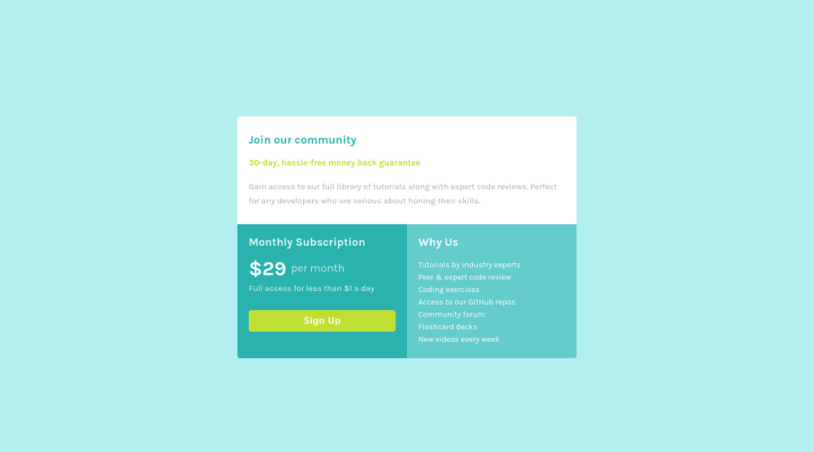 Frontend Mentor Single Price Component Using Html And Css Flex Coding Challenge Solution