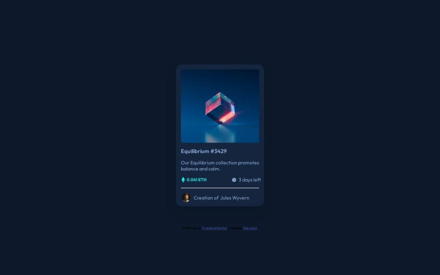 Frontend Mentor Nft Preview Card Using Css Flexbox And Html Coding Challenge Solution