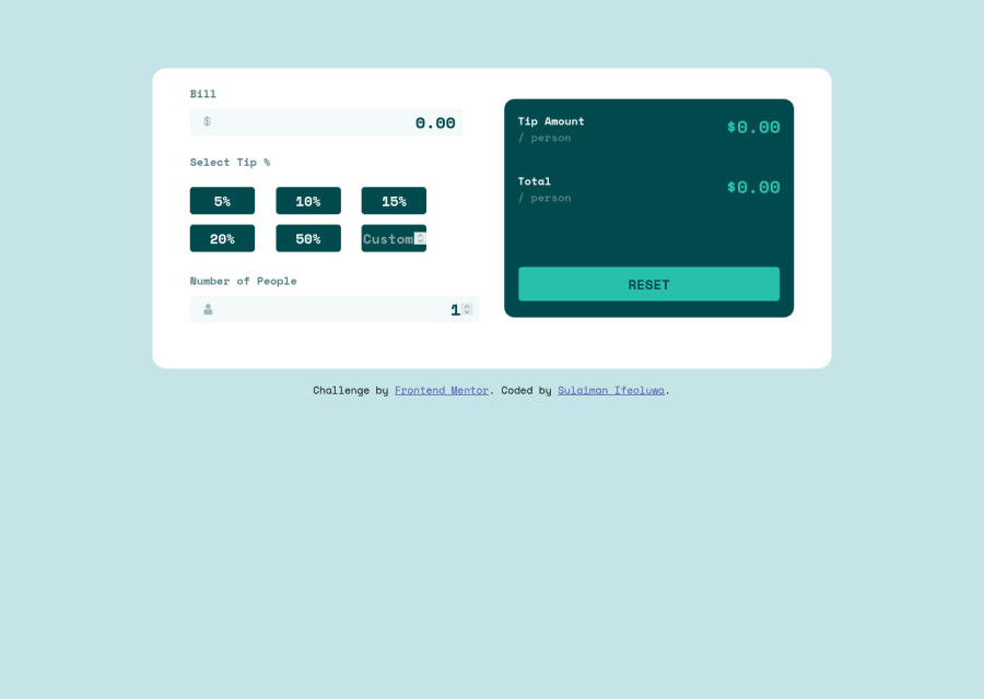 Frontend Mentor Responsive Tip App Calculator Using Html Css Javascript Coding Challenge 5176