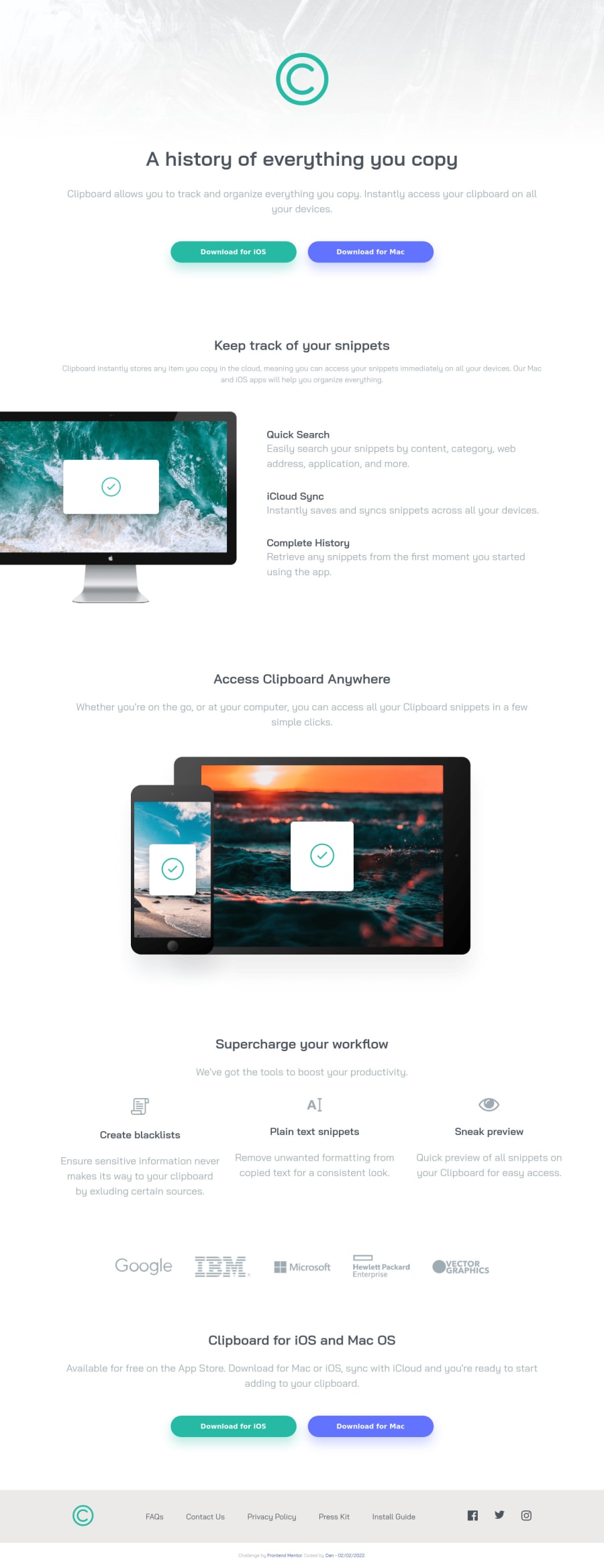 Frontend Mentor Mobile First Clipboard Landing Page Using Vanilla