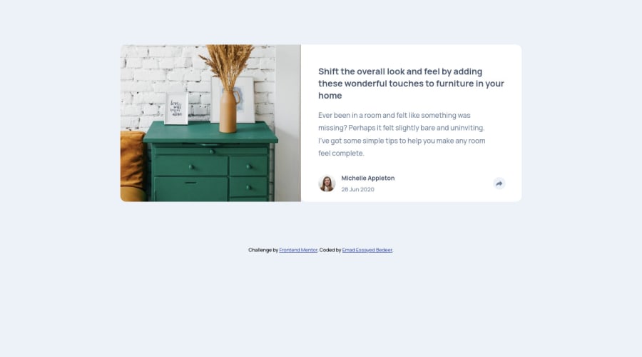 Frontend Mentor A Mobile First Article Preview Component Using Html