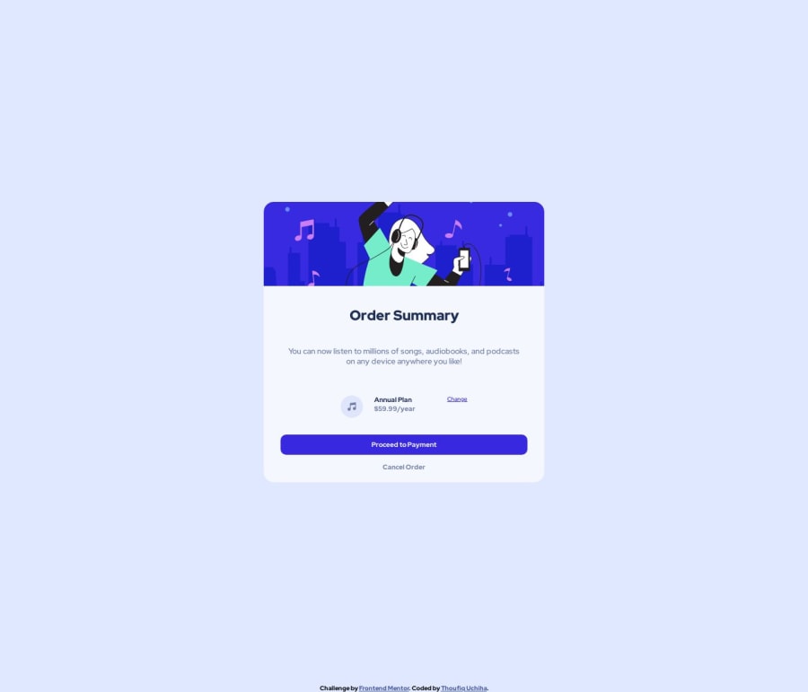 Frontend Mentor Order Summary Component Using Html And Css Coding Challenge Solution