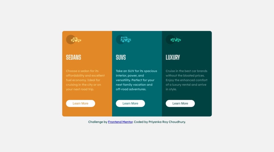 Frontend Mentor 3 Column Card Using Html And Css Coding Challenge Solution