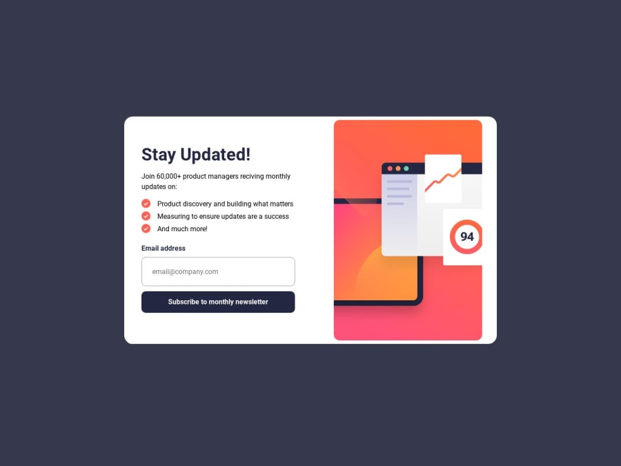Frontend Mentor Responsive Newsletter Project Using Plain Css Js And Html Coding Challenge