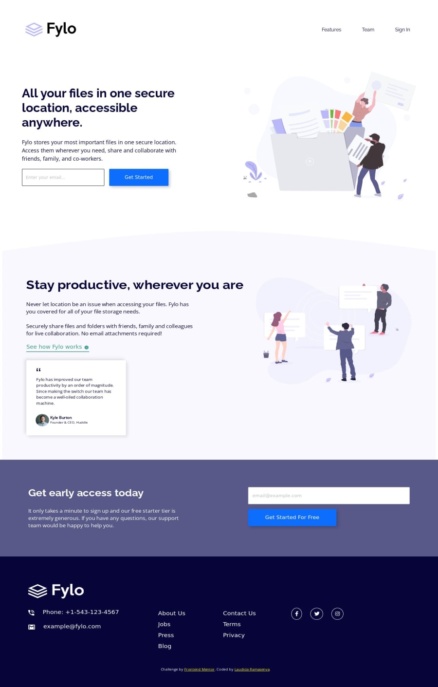 Frontend Mentor Fylo Landing Page With Two Column Layout Using Css