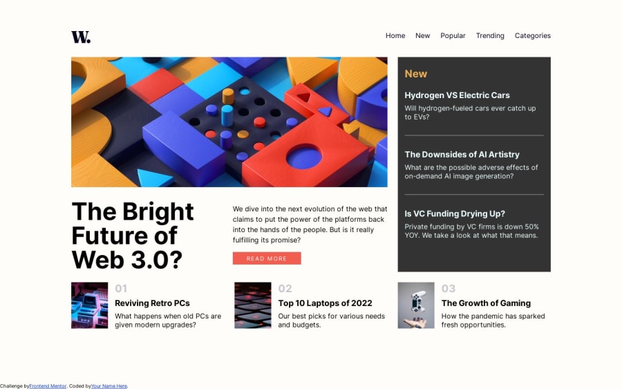 Frontend Mentor News Homepage Main Css Grid Flexbox And Html Coding
