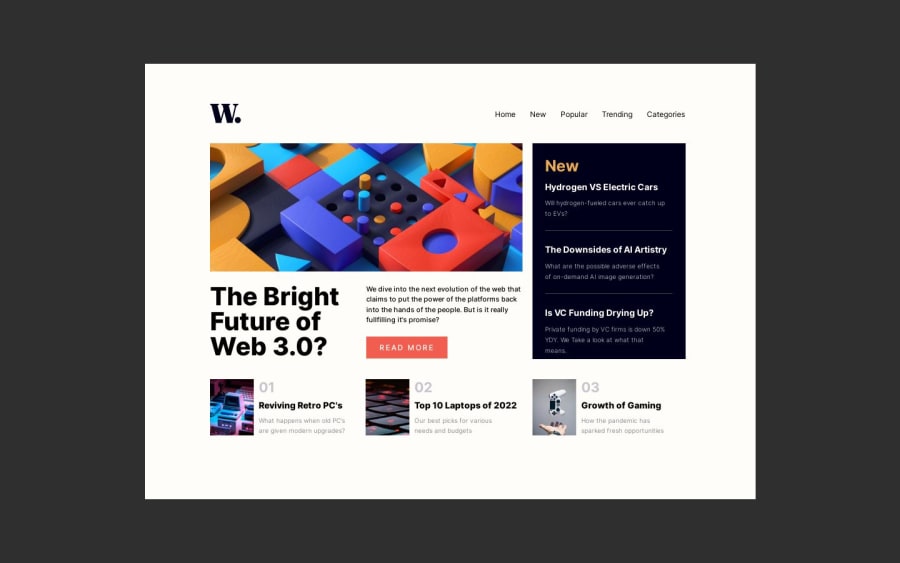 Frontend Mentor News Homepage Using React Coding Challenge Solution