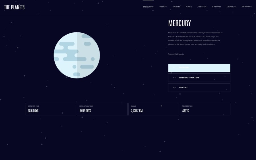 Frontend Mentor Planet Fact Site Coding Challenge Solution