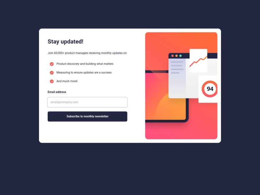 Frontend Mentor Newsletter Page With Html Tailwindcss And Javascript Coding Challenge Solution