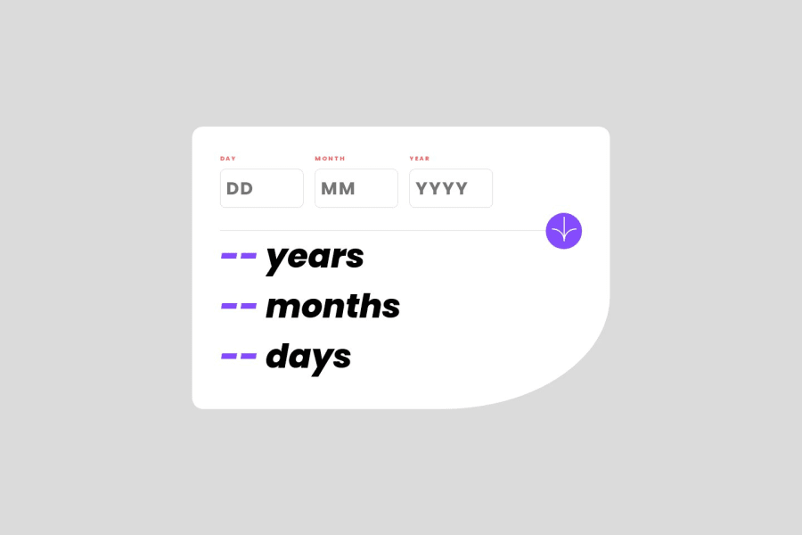 Frontend Mentor | Age Calculator App coding challenge solution Frontend Mentor | Age Calculator App coding challenge solution