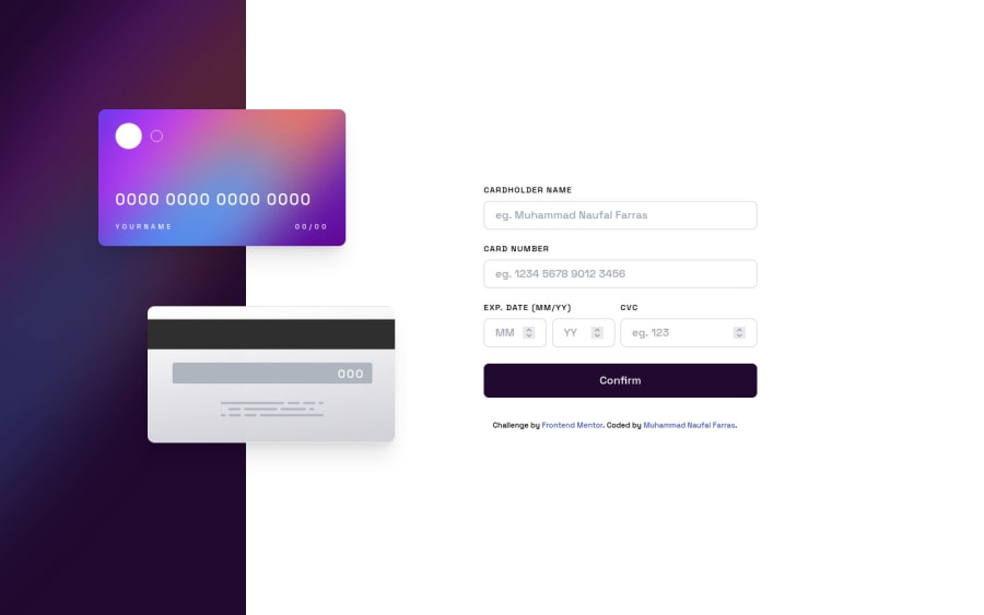 Frontend Mentor Interactive Card Detail Form Using Tailwindcss3