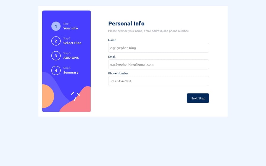 Frontend Mentor Multi Step Form Main Coding Challenge Solution