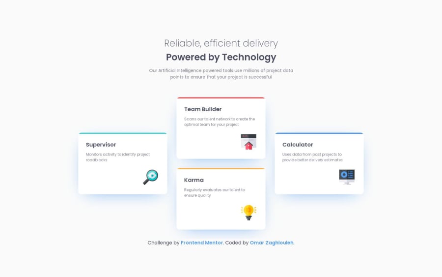 Frontend Mentor Four Card Feature Section Solution Coding Challenge