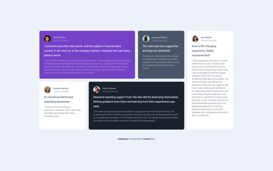 Frontend Mentor Testimonial Grid Section Using Html Css