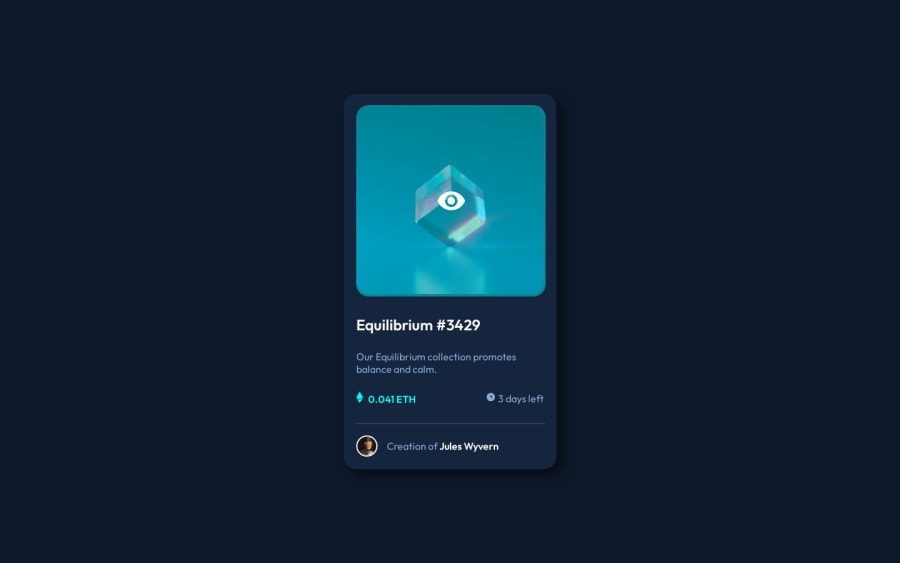 Frontend Mentor Nft Preview Card Using Html And Css Coding Challenge Solution