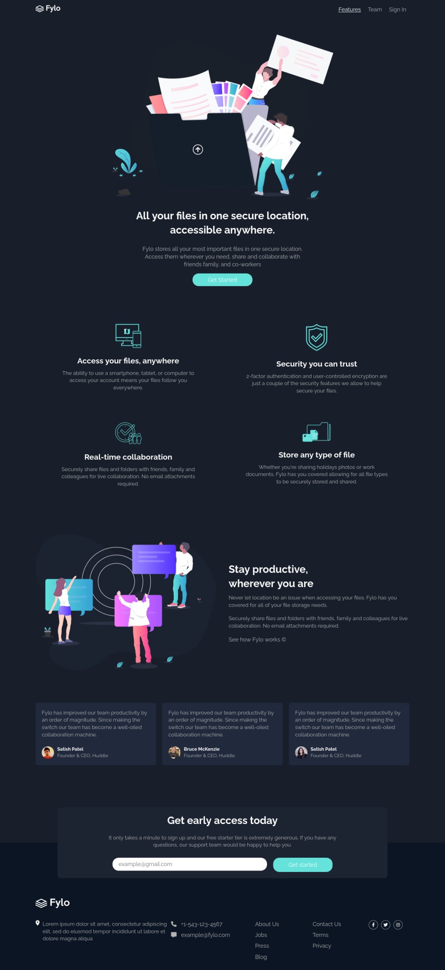 Frontend Mentor Fylo Dark Theme Landing Page Coding Challenge Solution