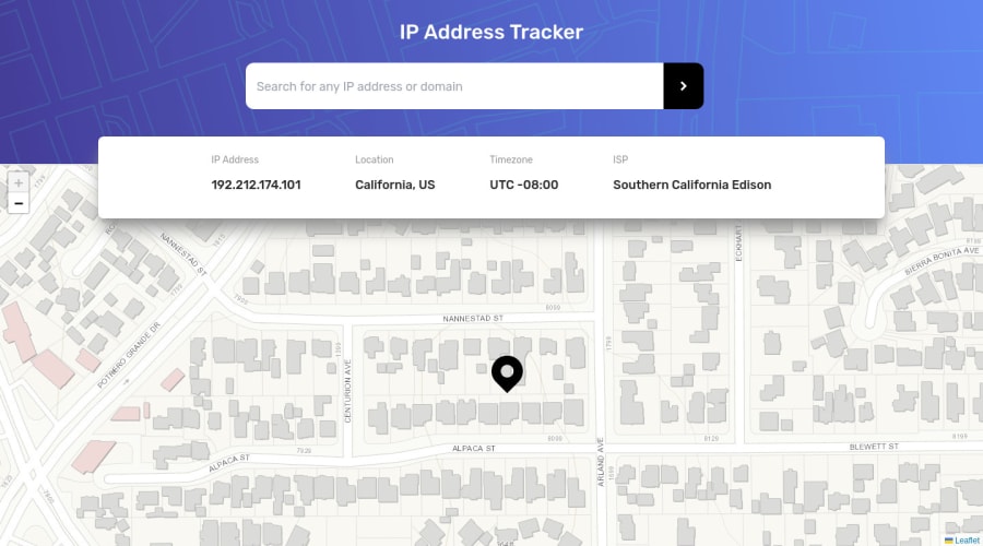 Frontend Mentor Ip Address Tracker Using Tailwind Css Vanilla Js And Location Api Coding