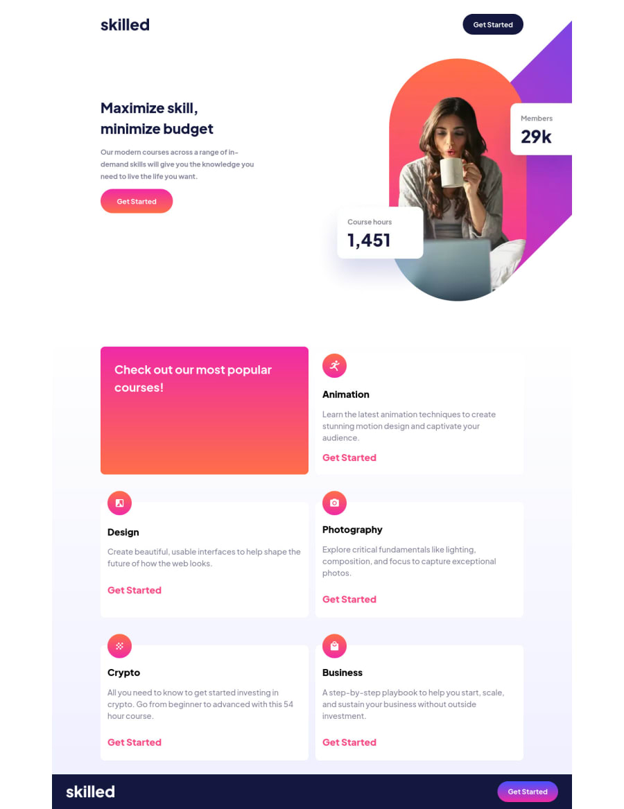 Frontend Mentor Responsive Elearning Landing Page With Css Grid Coding Challenge Solution 6447