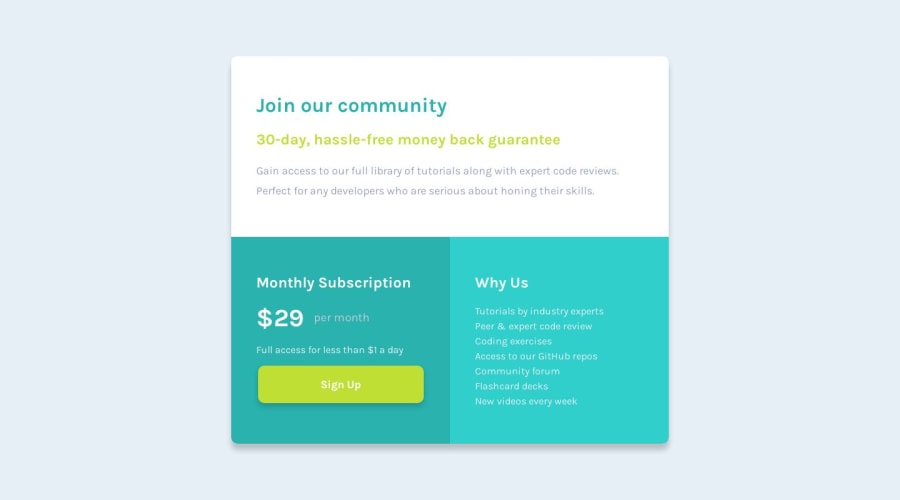 Frontend Mentor Single Price Grid Component Using Html Css Flexbox Grid Coding Challenge