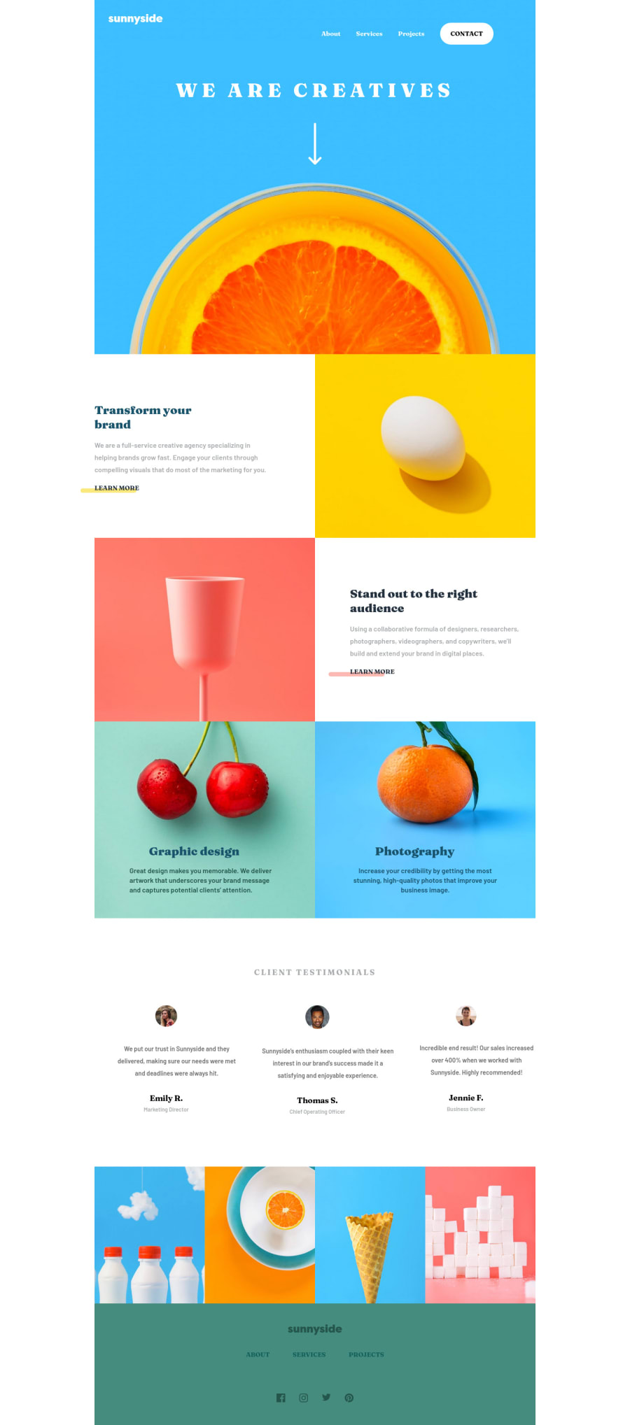Frontend Mentor Responsive Sunnyside Agency Landing Page Using Html