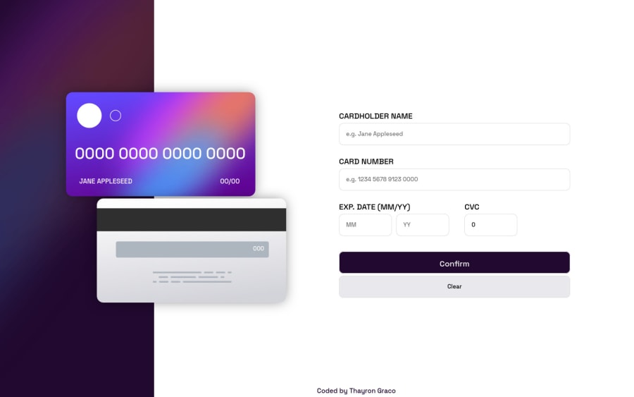 Frontend Mentor Interactive Card Details Form Real Time Using Reactjs Coding Challenge Solution