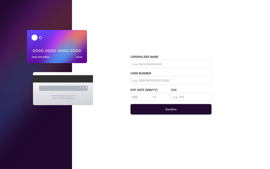 Frontend Mentor Interactive Card Details Form Nextjs Tailwind Coding Challenge Solution