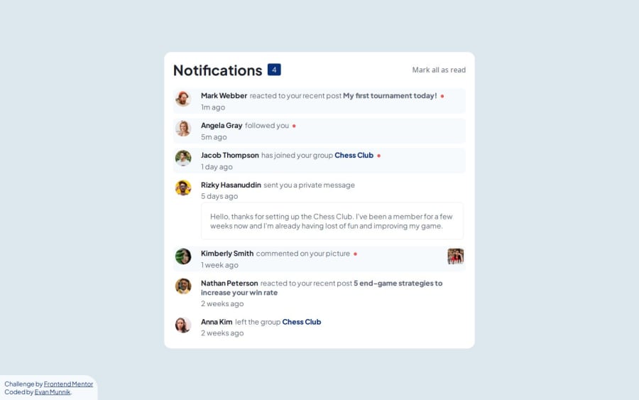 Frontend Mentor Notification Page Solution Built With Semantic Html Css And Js Coding