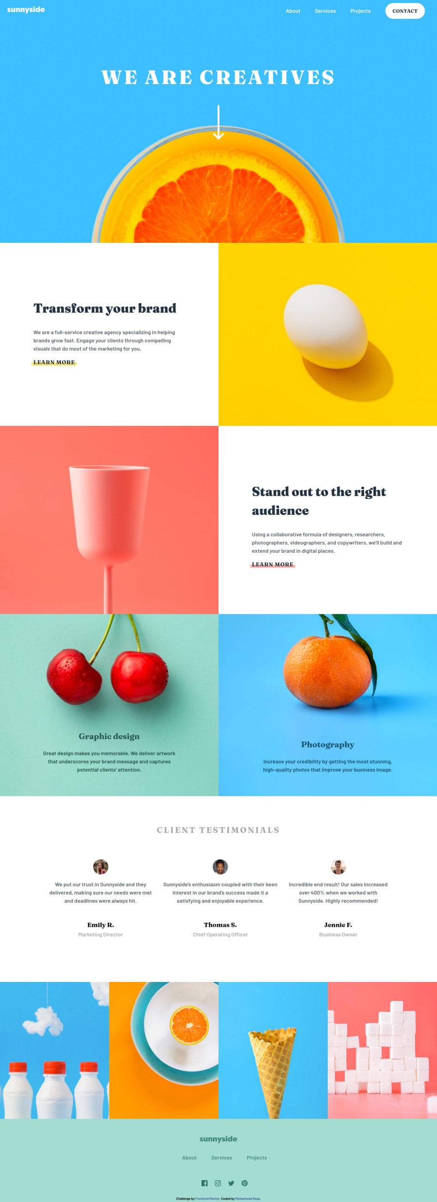 Frontend Mentor Sunnyside Landing Page Using Css Flexbox And Css Grid Coding Challenge Solution