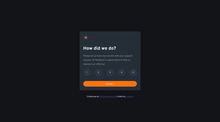 Frontend Mentor Interactive Rating Component Html Css Js Coding Challenge Solution